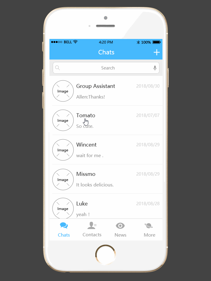 Mockplus Sample Design – QQ (App, Instant messaging)